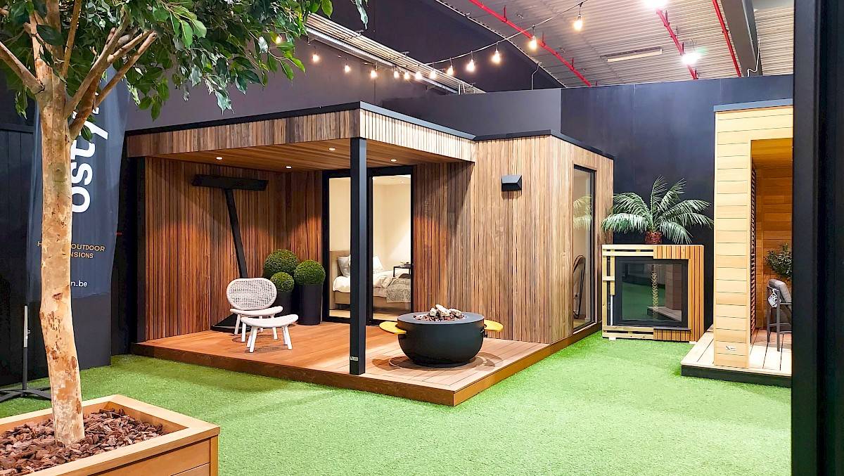 pavillon de jardin avec auvent en padouk - Ostyn